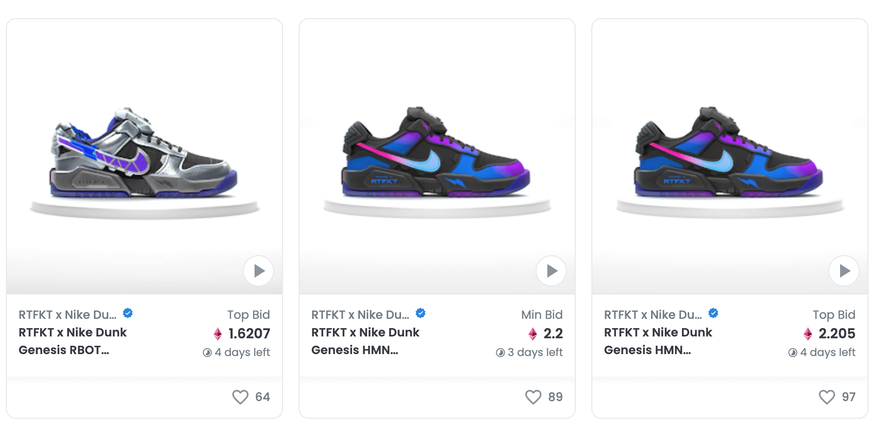 Nike lance ses sneakers en NFT avec le studio RTFKT